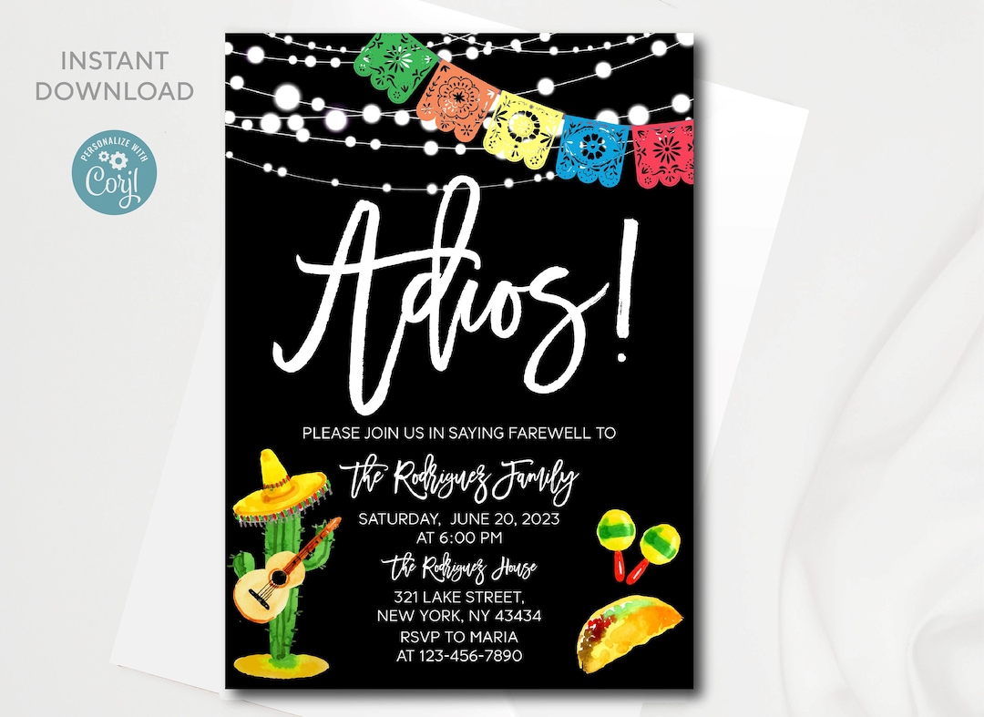 Editable Adios Fiesta Invitation Template (digital Download) - Etsy