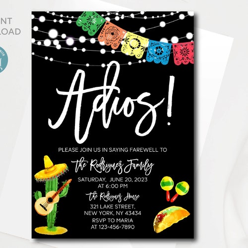 Editable Farewell Fiesta Invitation Template Mexican - Etsy