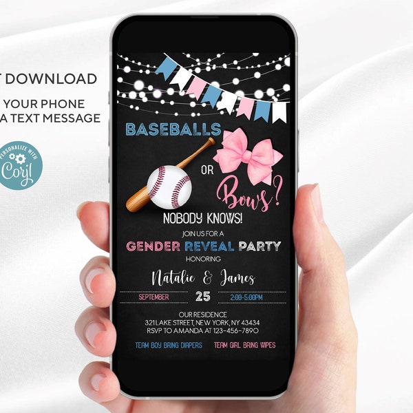 Baseball Gender Reveal Invitation - Etsy