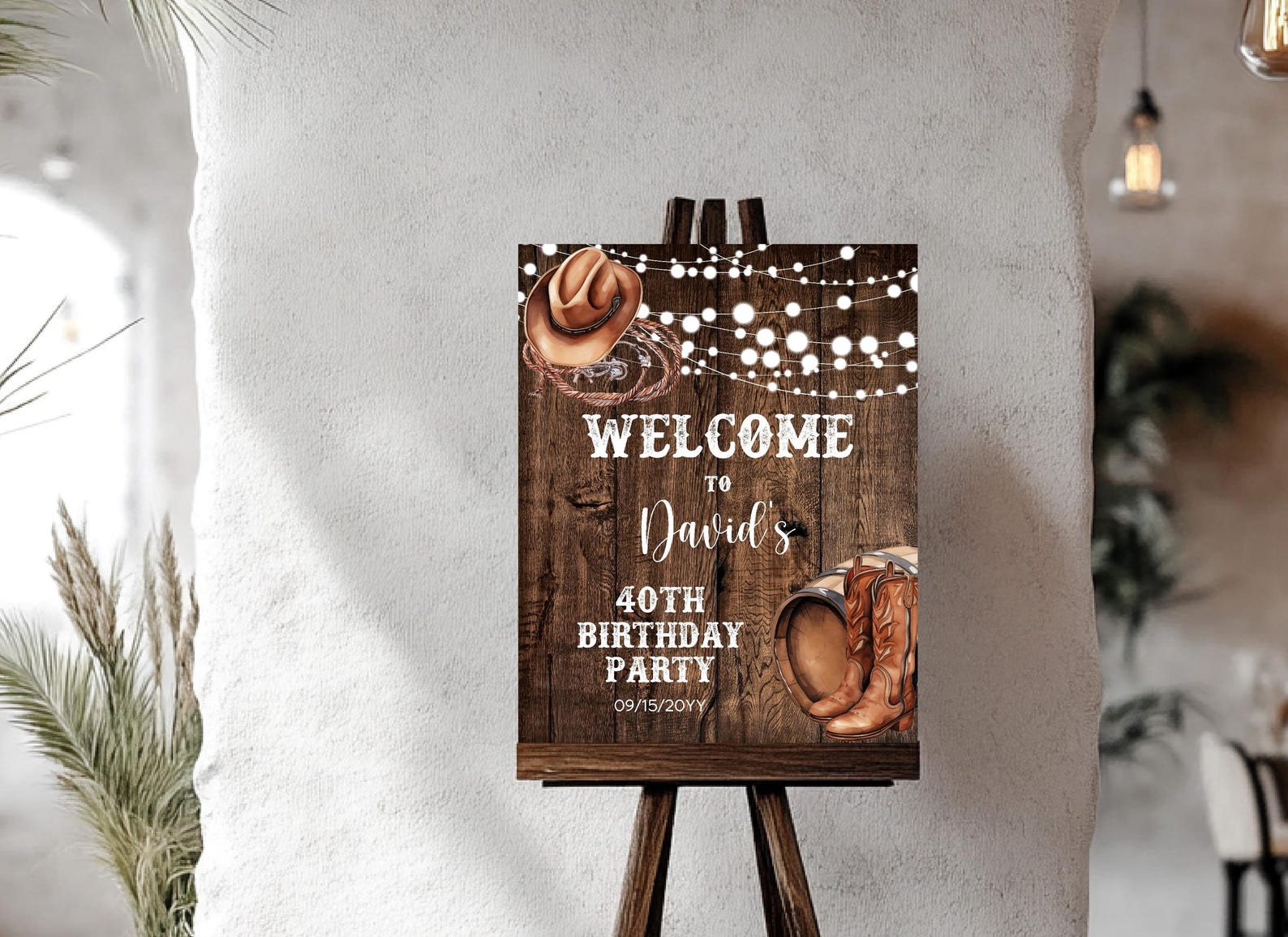 Rustic Cowboy Birthday Welcome Sign: Editable Western Poster (digital ...