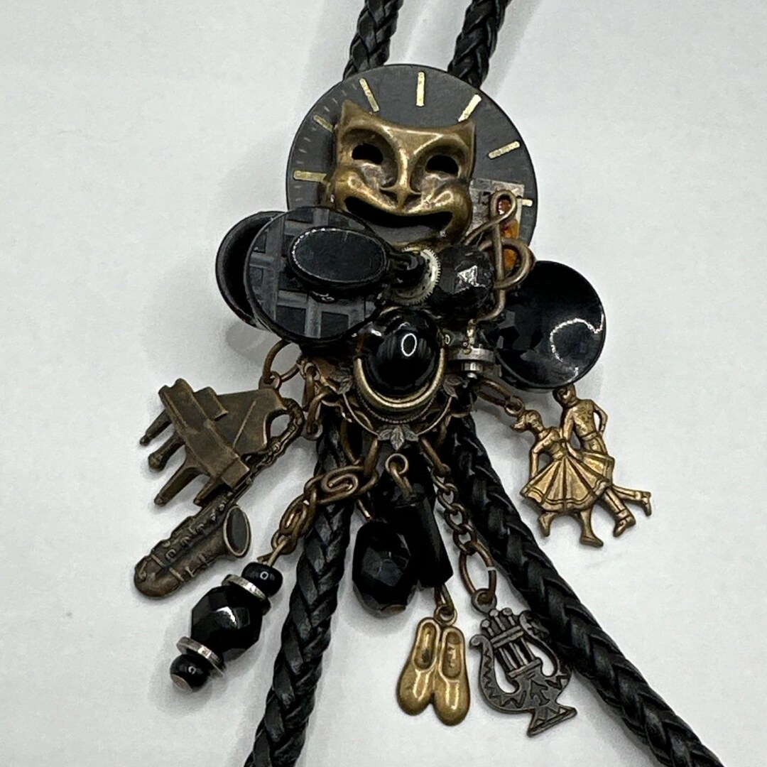 Lisa Carlson RARE Collectors Bolo Tie Brooch Pin Music Theater Black ...