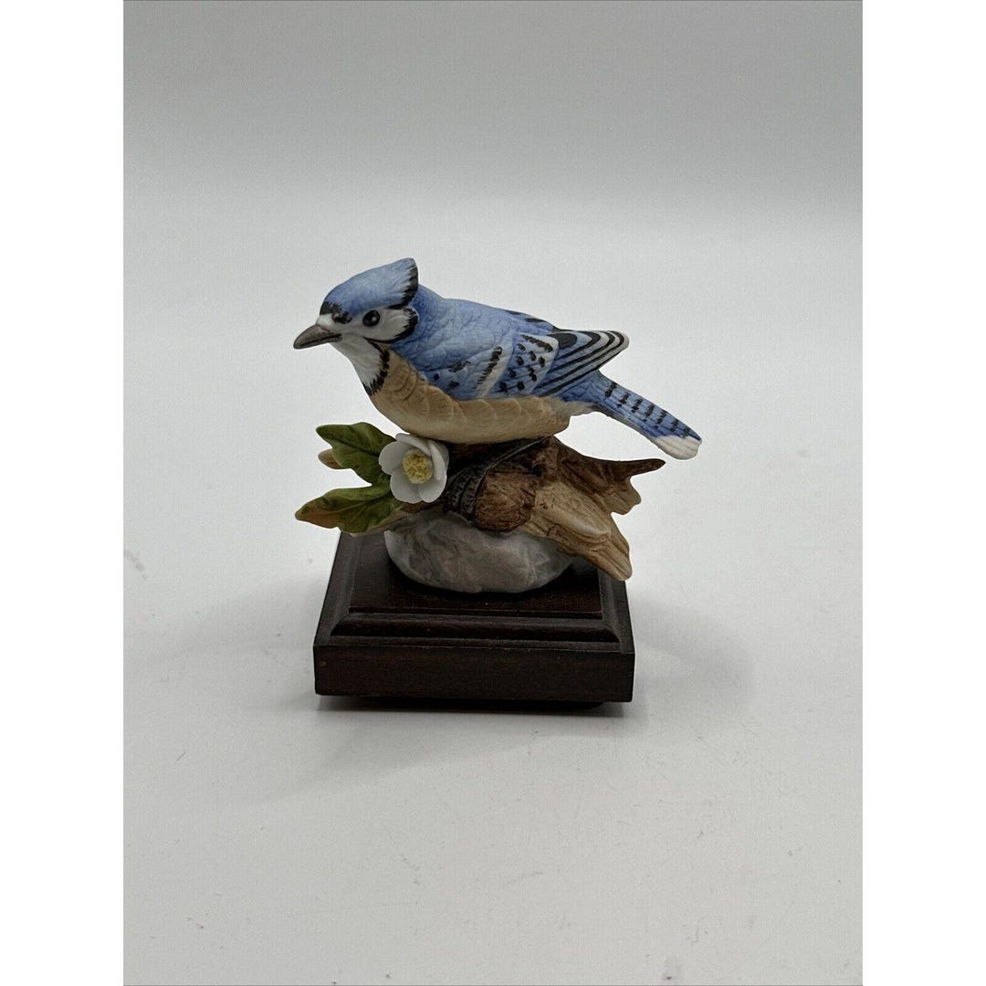 Lefton Blue Jay 1984 Geo Z With Wood Base 2.5” T Hand Painted Ceramic Japan - Etsy