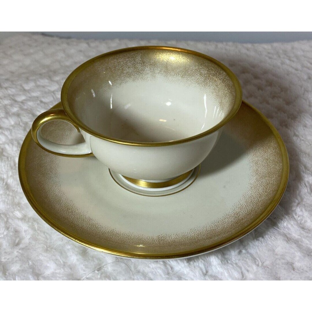 Rosenthal Selb Plossberg Bavaria Germany Gold White Demi Tea Cup Saucer ...