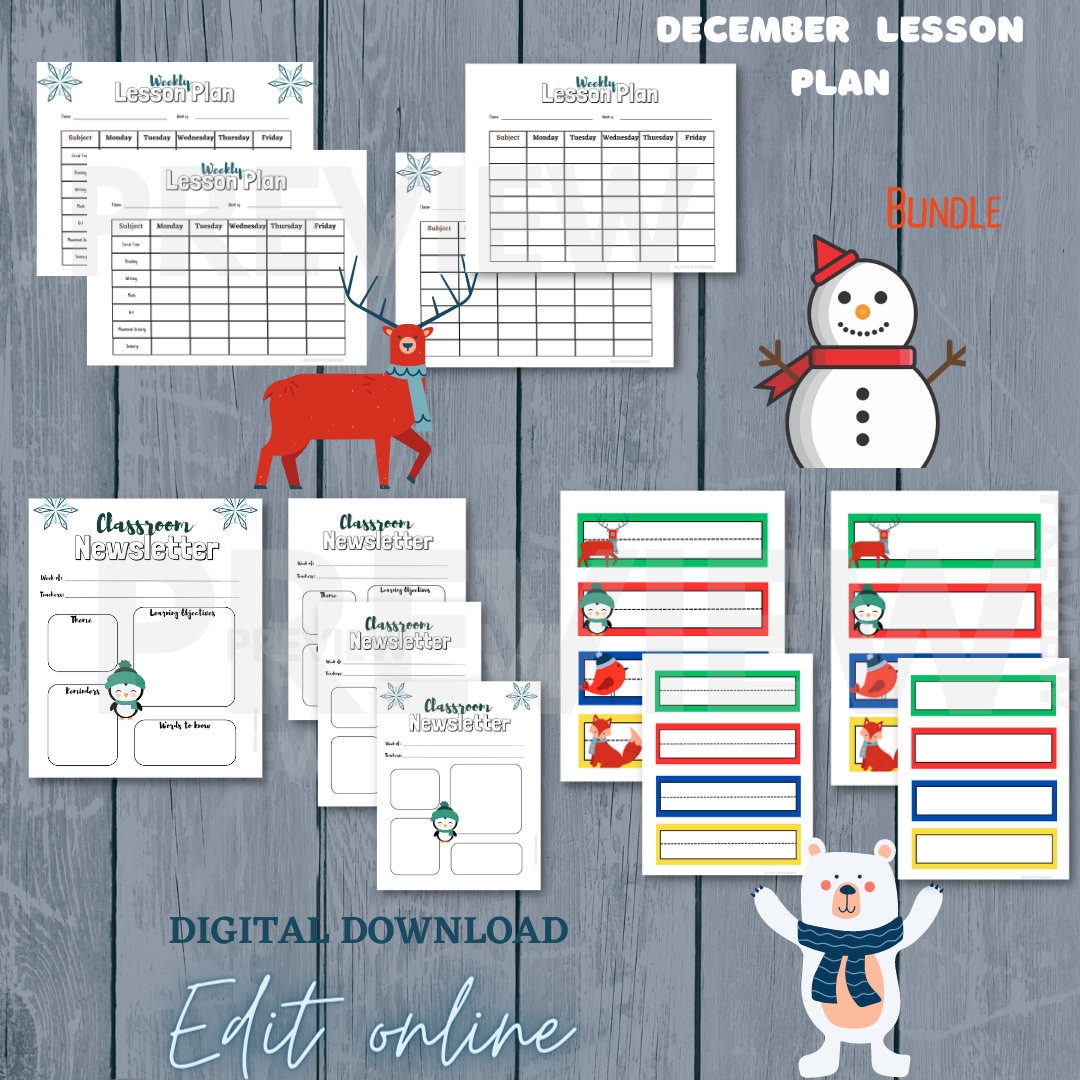 Lesson Plan Template, Newsletter Template, Downloadable Planner, Unique ...