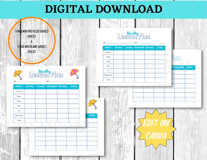 Lesson Plan Template, Newsletter Template, Downloadable Planner, Unique ...