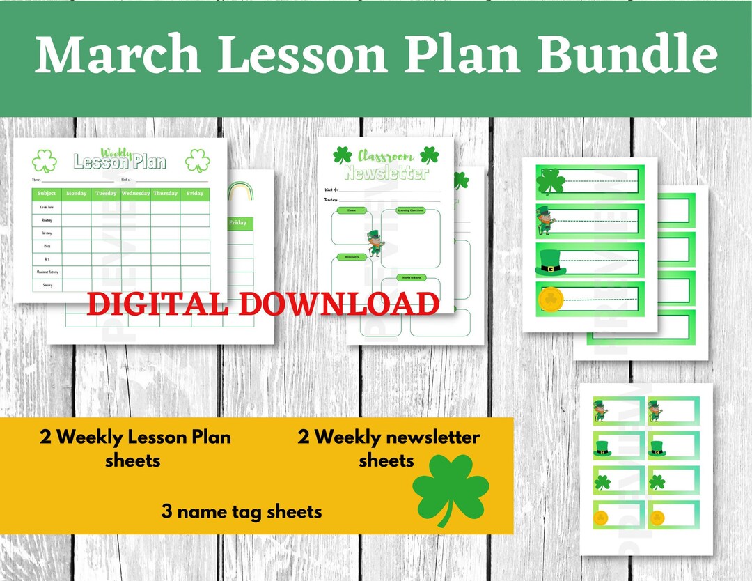 Lesson Plan Template, Newsletter Template, Downloadable Planner, Unique ...