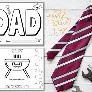 Father's Day Coloring Page Bundle, Tracing Worksheet, Father's Day Card ...