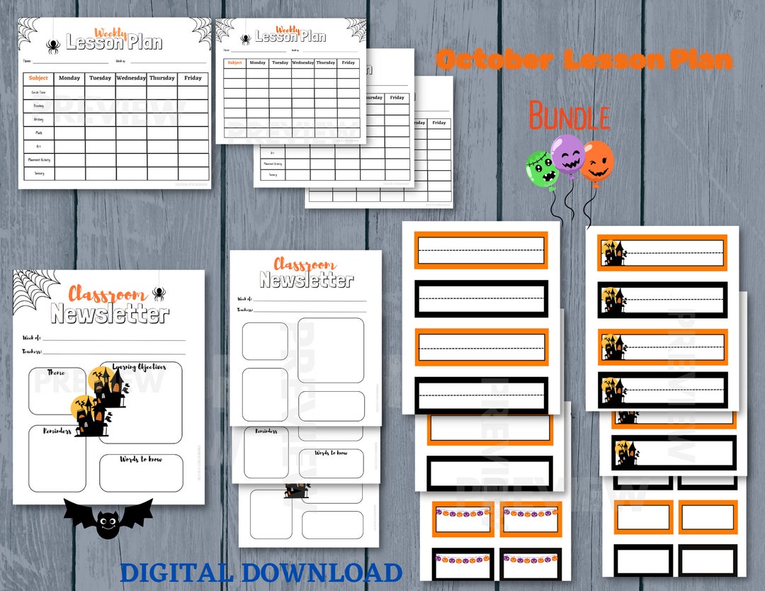 Lesson Plan Template, Newsletter Template, Downloadable Planner, Unique ...