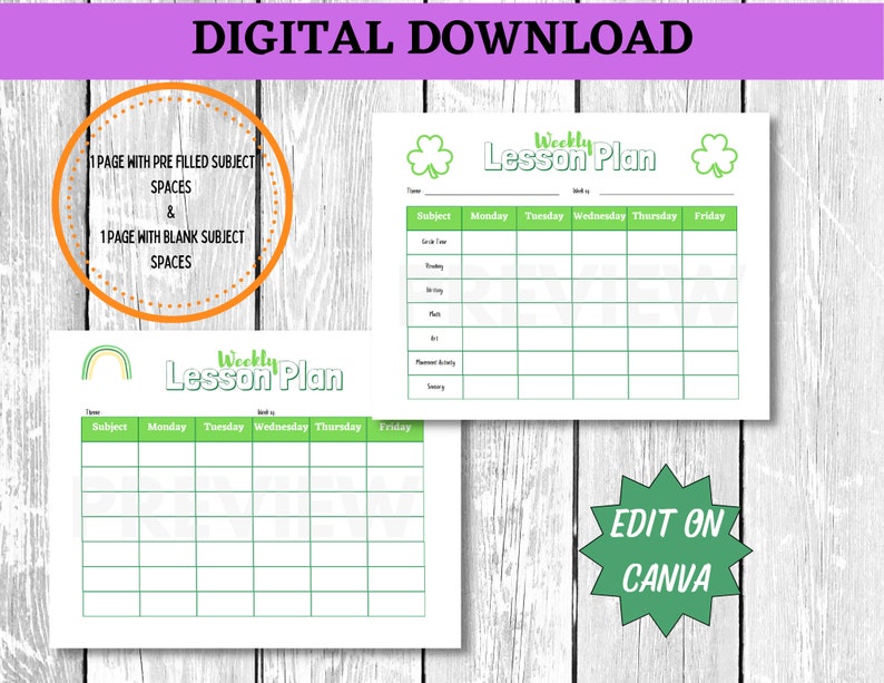Lesson Plan Template, Newsletter Template, Downloadable Planner, Unique ...