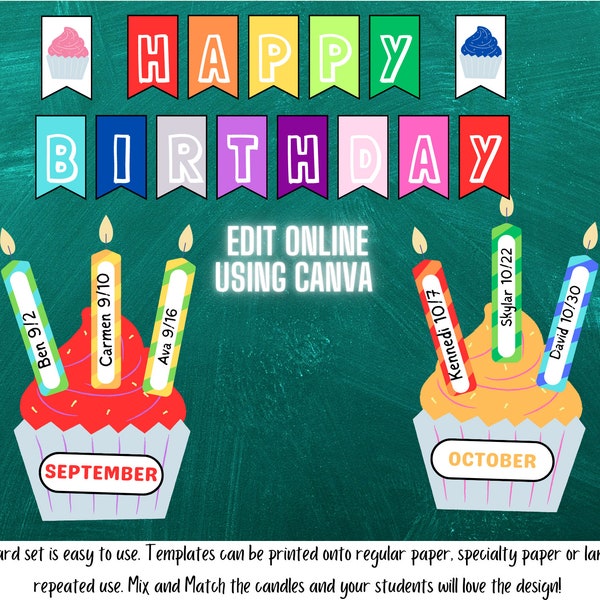 Cupcake Birthday Board Printables - Etsy