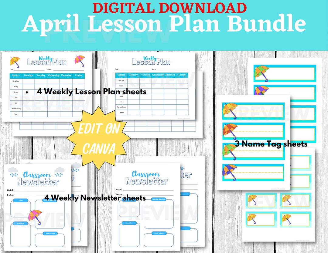 Lesson Plan Template, Newsletter Template, Downloadable Planner, Unique ...