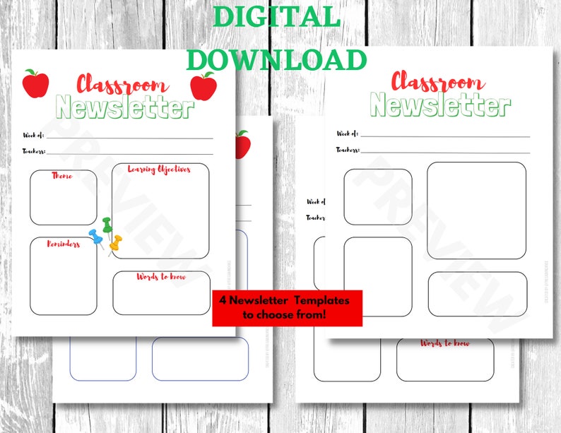 LESSON PLAN TEMPLATE, Newsletter Template, Downloadable Planner, Unique ...