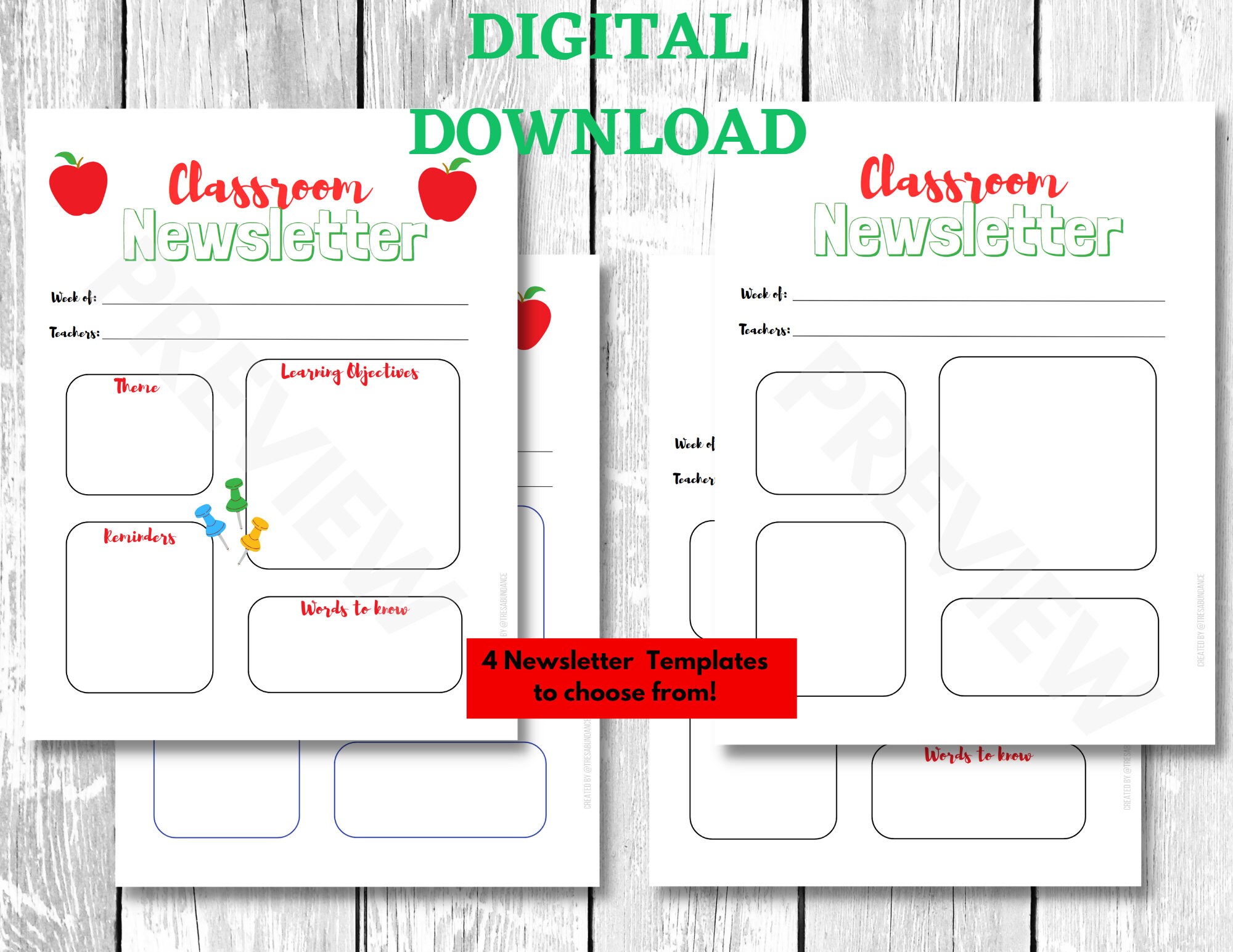LESSON PLAN TEMPLATE, Newsletter Template, Downloadable Planner, Unique ...