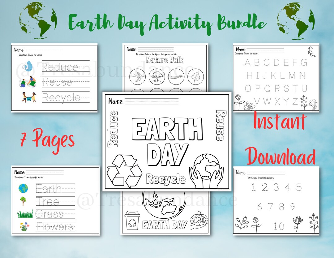 Earth Day Coloring Page , Coloring Book Pdf, Tracing Worksheets ...