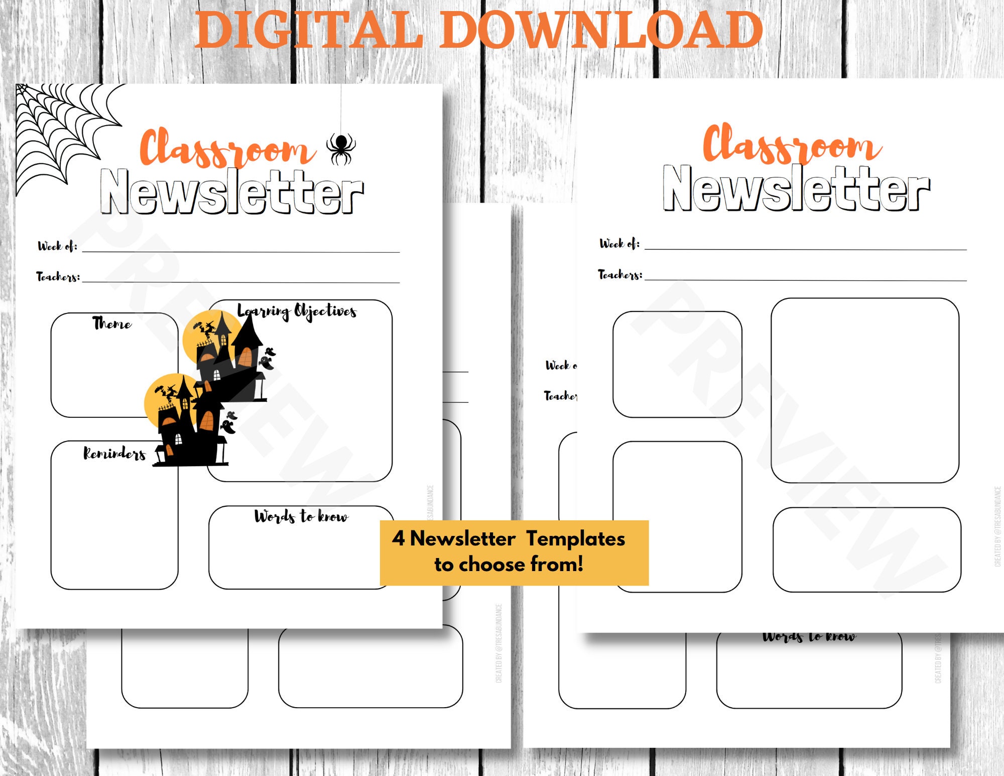 Lesson Plan Template, Newsletter Template, Downloadable Planner, Unique ...