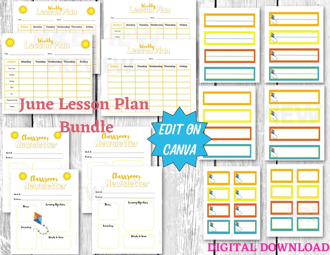 Lesson Plan Template, Newsletter Template, Downloadable Planner, Unique ...