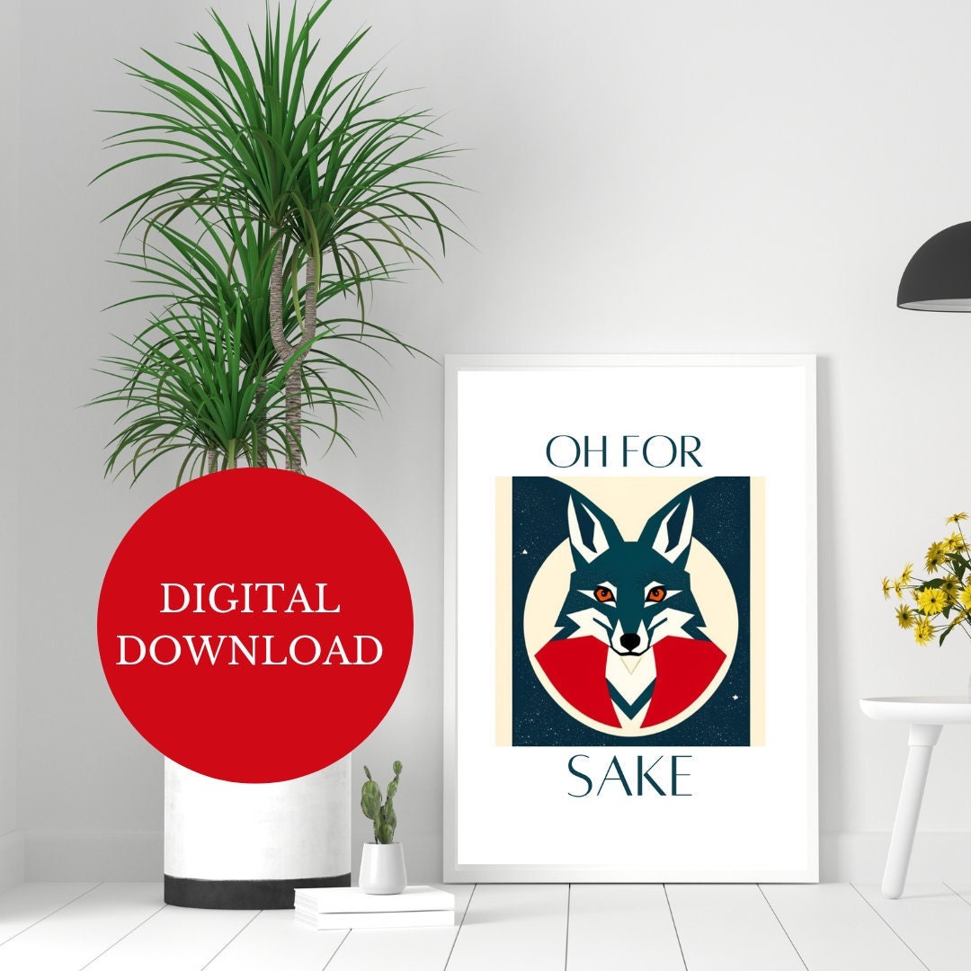 Fox Vintage Poster Printable Fox Wall Art Fox Decor Cunning Fox Digital ...