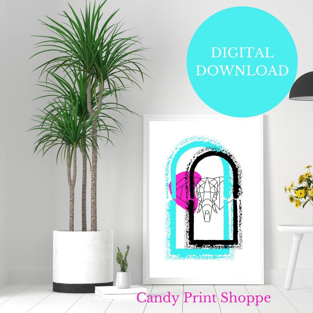 Elephant Printable Wall Art Digital Wall Art Elephant Digital Download ...