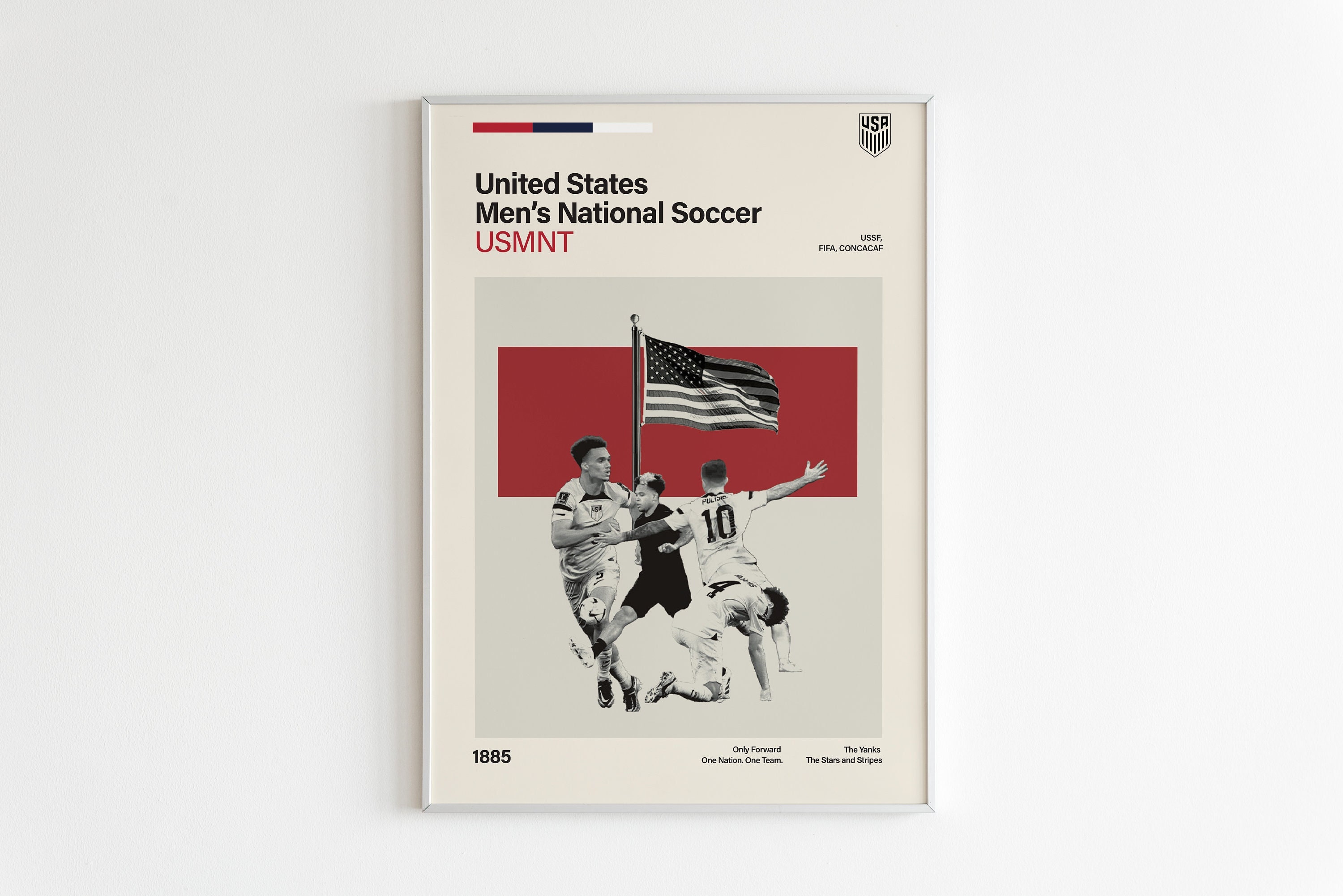 USMNT version 2 Retro Digital Print for Office, Bedroom, Bathroom, Etc ...