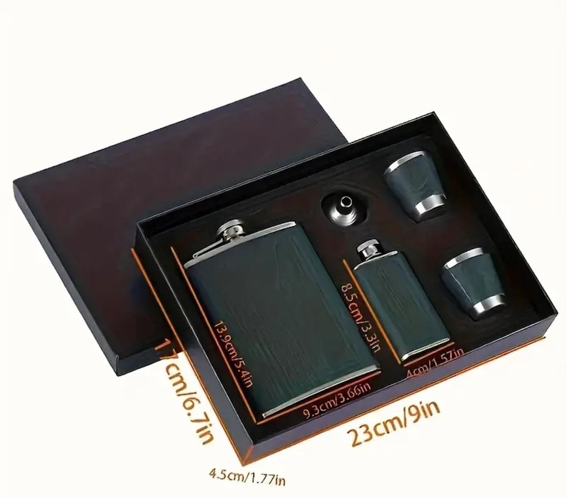 Engraved Flask Gift Set | Personalized Stainless Steel With Shot Cups ...