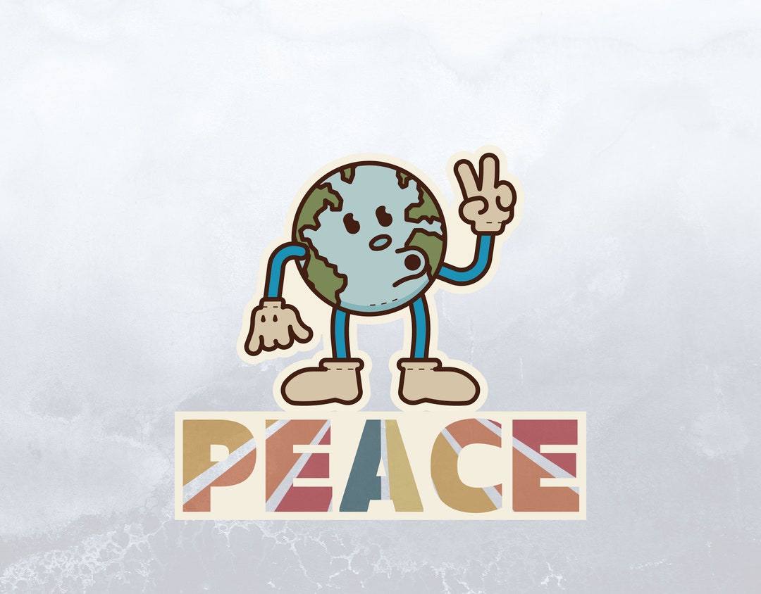 Retro Earth Peace Sign Digital Download PNG SVG JPG - Etsy