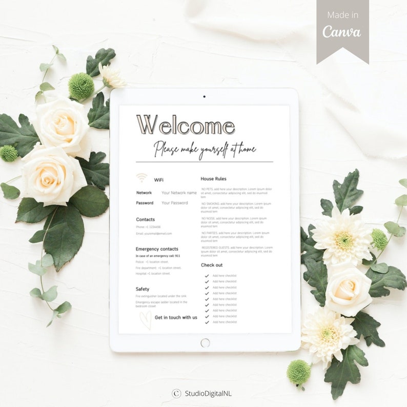 Welcome Sign Template Guest Arrival Poster Wifi Poster - Etsy