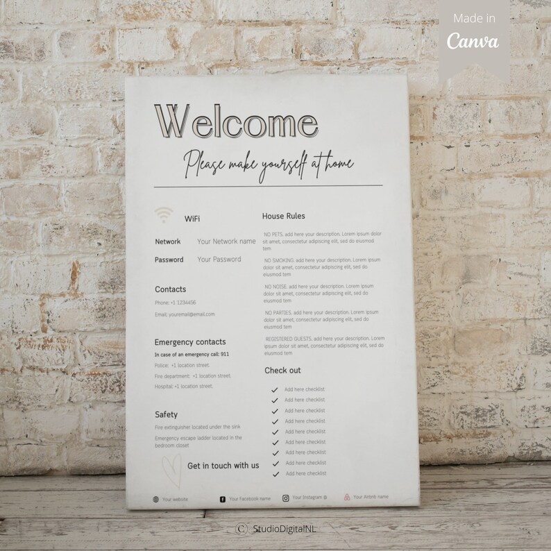 Welcome Sign Template Guest Arrival Poster Wifi Poster - Etsy
