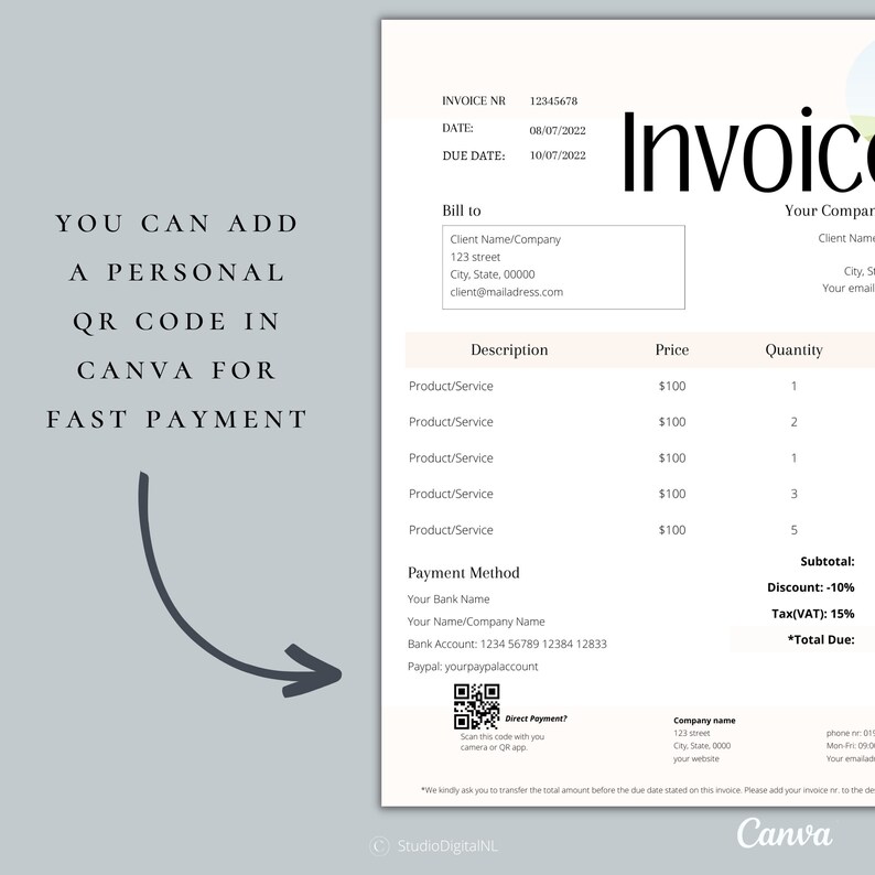 Invoice Template Printable Invoice Order Form Invoice - Etsy
