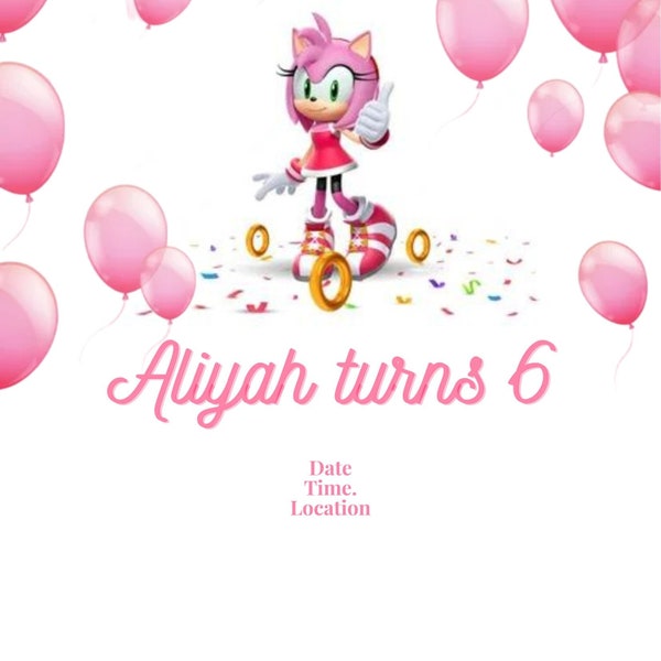 Amy Rose Birthday Invitation - Etsy
