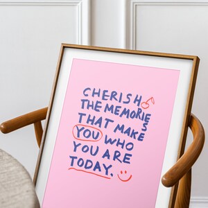 Cherish the Memories Illustration Poster, Wall Art Modern Decor, Quirky ...
