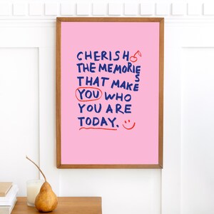 Cherish the Memories Illustration Poster, Wall Art Modern Decor, Quirky ...