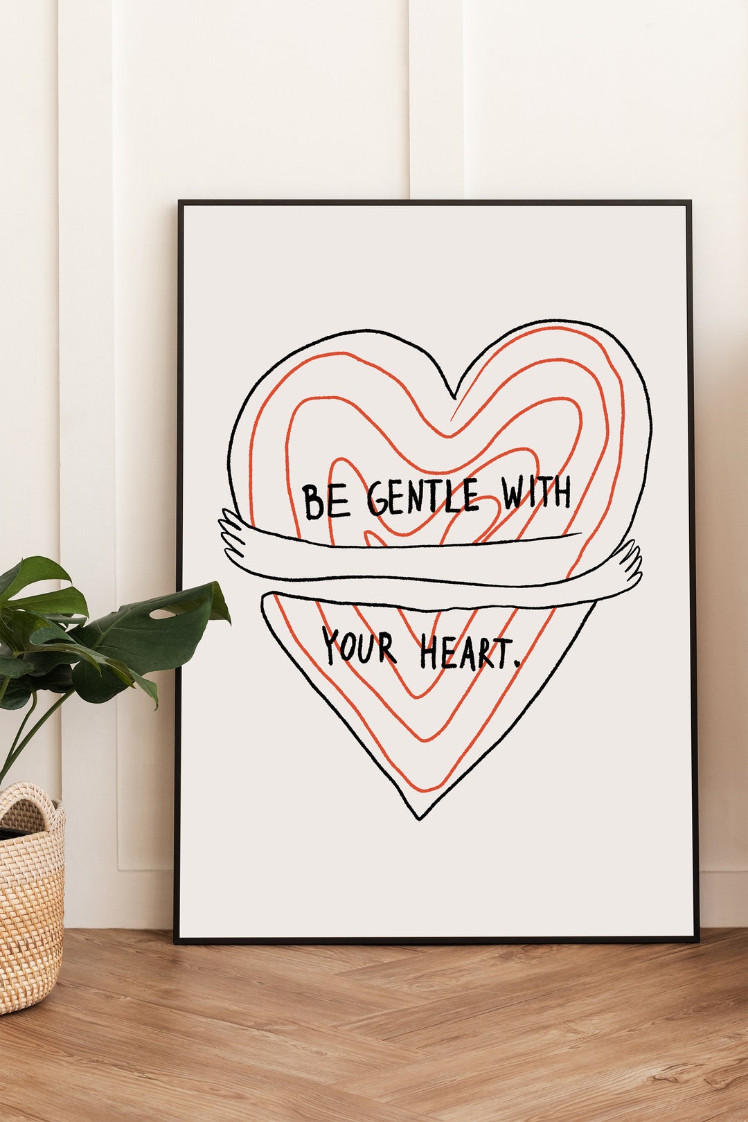 Be Gentle With Your Heart Illustration Poster, Wall Art Modern Decor ...