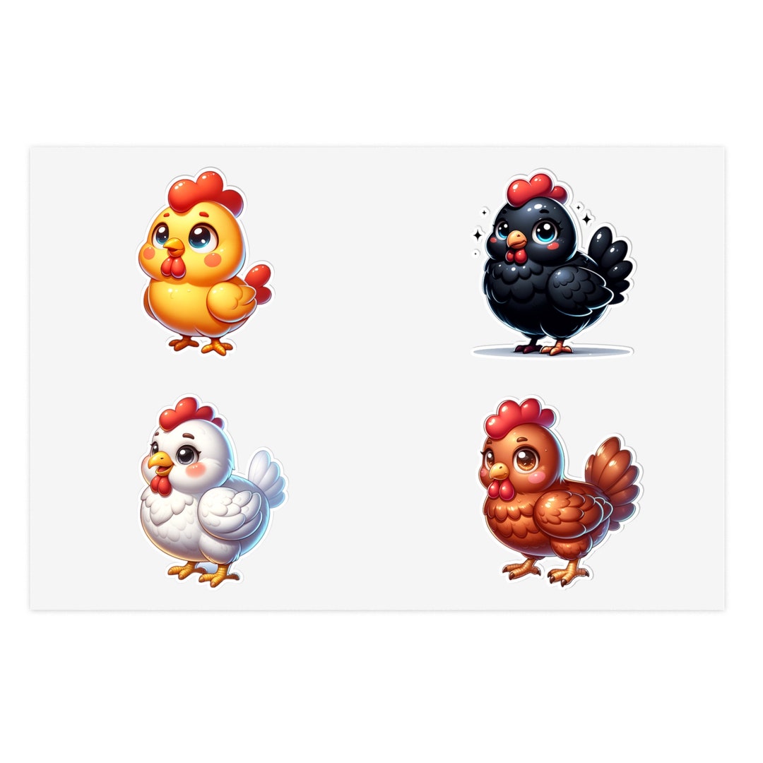 Cartoon Chicken Sticker Sheets - Etsy