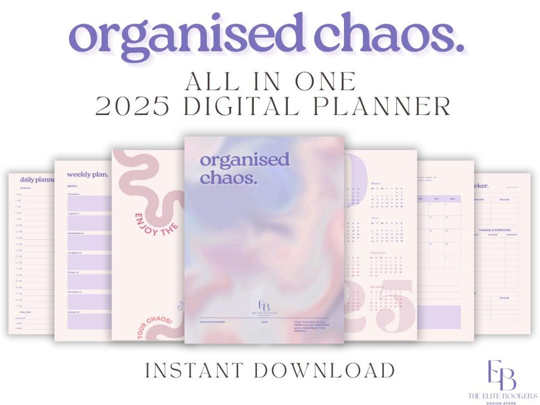 2025 Digital Planner |organised Chaos Purple Pink | Printable Planner ...