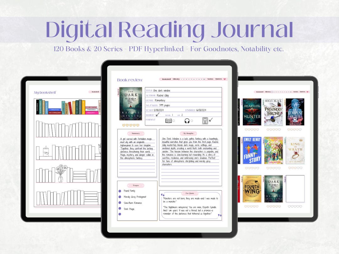 Digital Reading Journal | Reading Journal | Goodnotes Reading Tracker ...