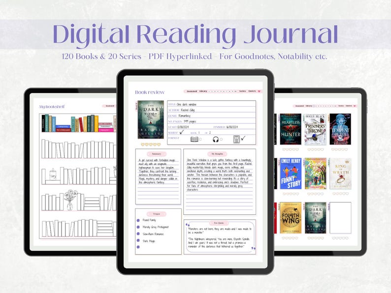 Digital Reading Journal | Reading Journal | Goodnotes Reading Tracker ...