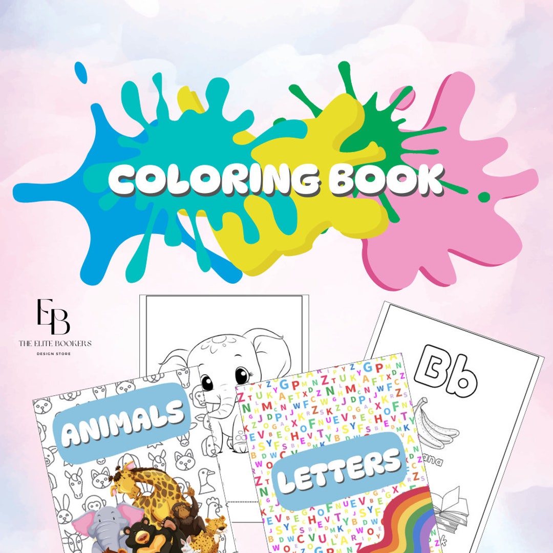 Animal Coloring Book for Kids, Cute Coloring Animal, Coloring Letters ...