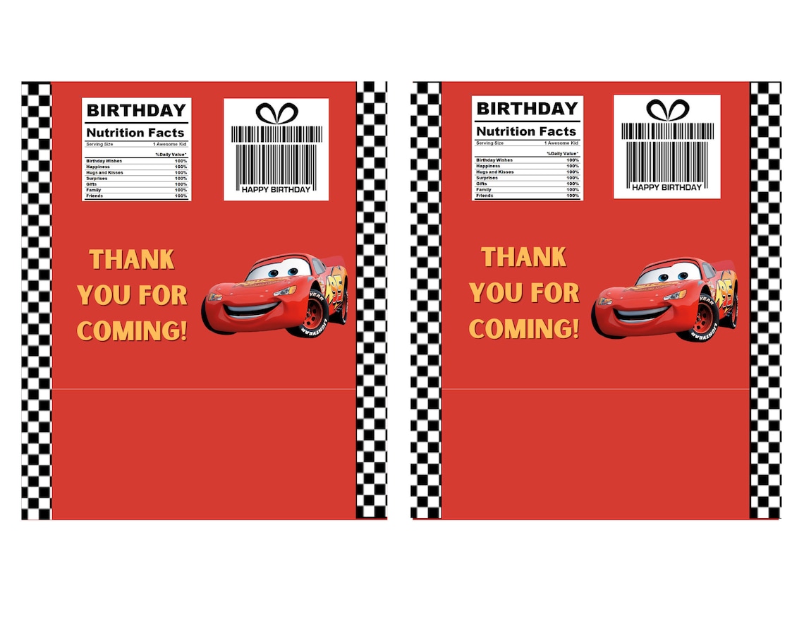 Cars Lightning Mcqueen Rice Krispy Treat Wrapper Digital Only - Etsy