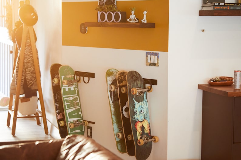 Skateboard Rack, Wall Mount Rack, Organize up to 5 Boards, Skate Board ...