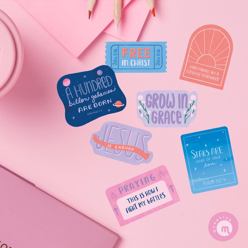 Christian Stickers Printable Stickers Print and Cut Stickers Bible ...