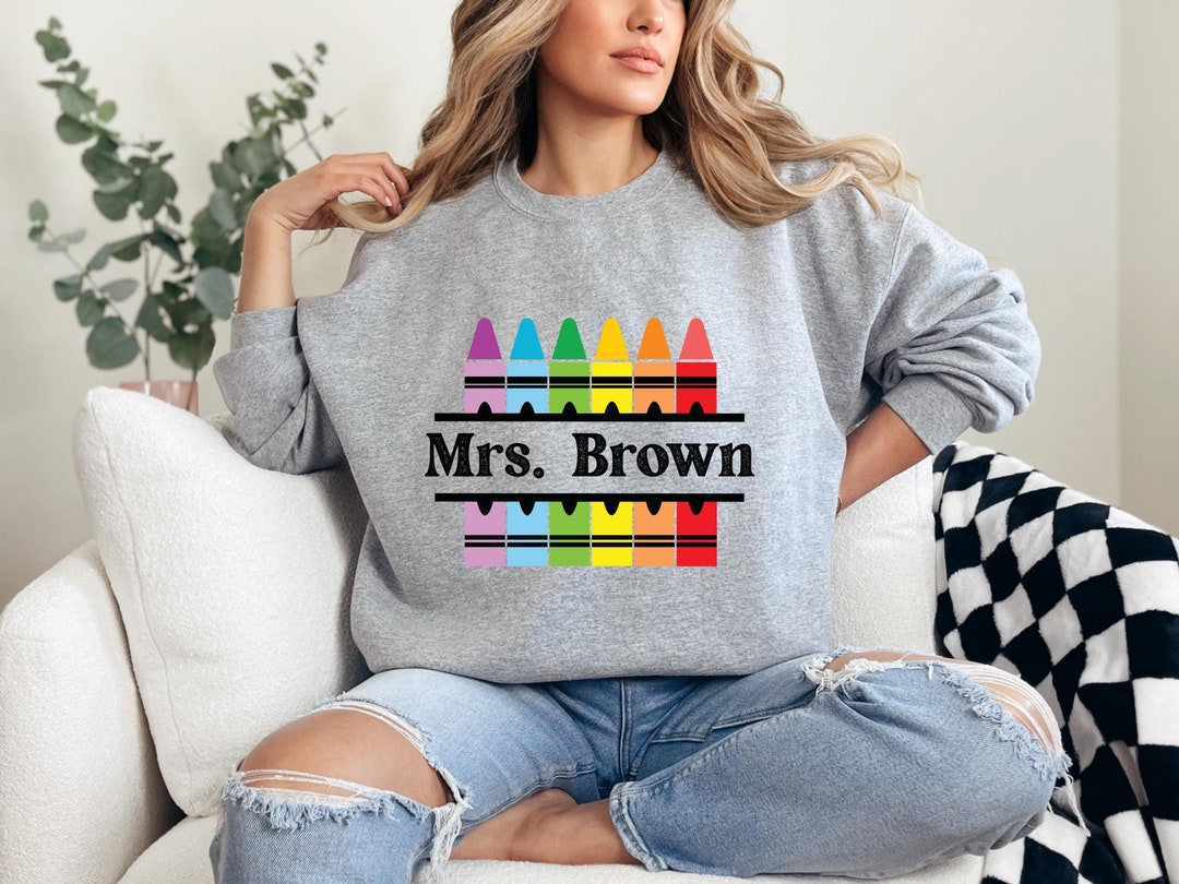 Personalized Crayon Teacher Sweatshirts, Gift Hoodie for Teachers ...