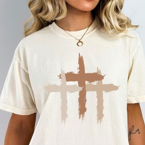 Faith Cross Shirt Boho Christian Minimalist 3 Vertical Crosses T Shirts ...