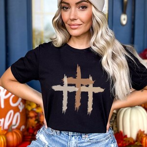 Faith Cross Shirt Boho Christian Minimalist 3 Vertical Crosses T Shirts ...
