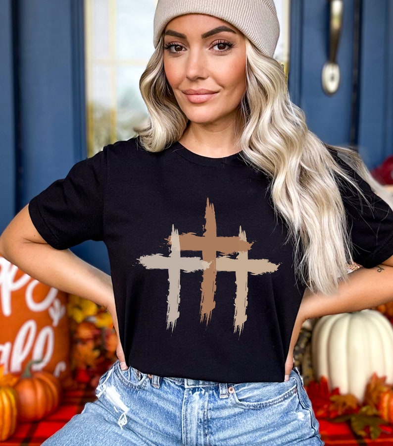 Faith Cross Shirt Boho Christian Minimalist 3 Vertical Crosses T Shirts ...
