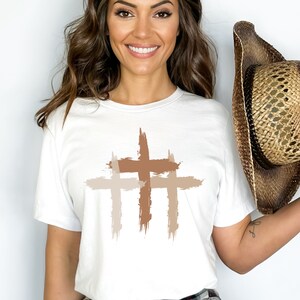 Faith Cross Shirt Boho Christian Minimalist 3 Vertical Crosses T Shirts ...