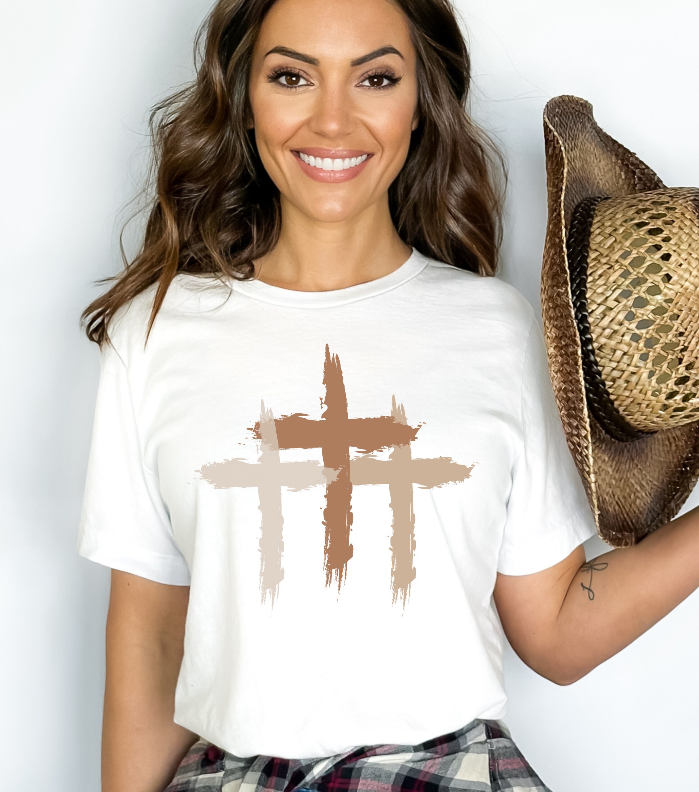 Faith Cross Shirt Boho Christian Minimalist 3 Vertical Crosses T Shirts ...