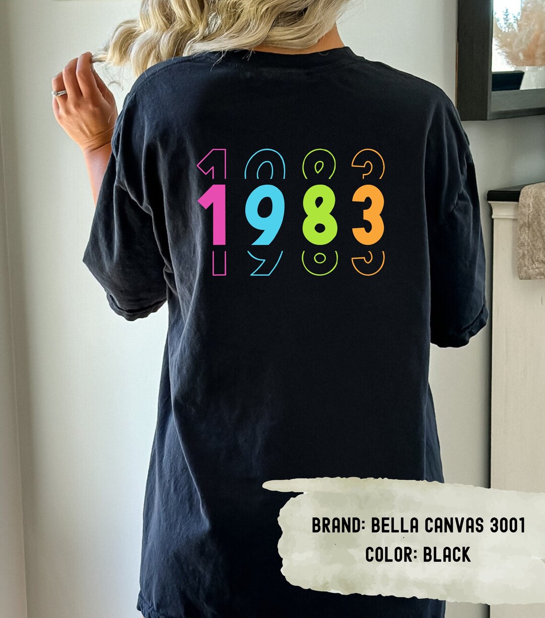 1983 Vintage 40th Birthday Shirt, Neon Retro 1983 Birthday Year ...