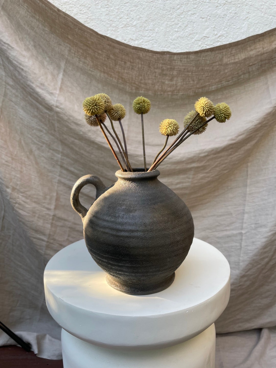 Aged Organic Artisan Earthy Dark Stone Look Vase| Distressed Vase ...