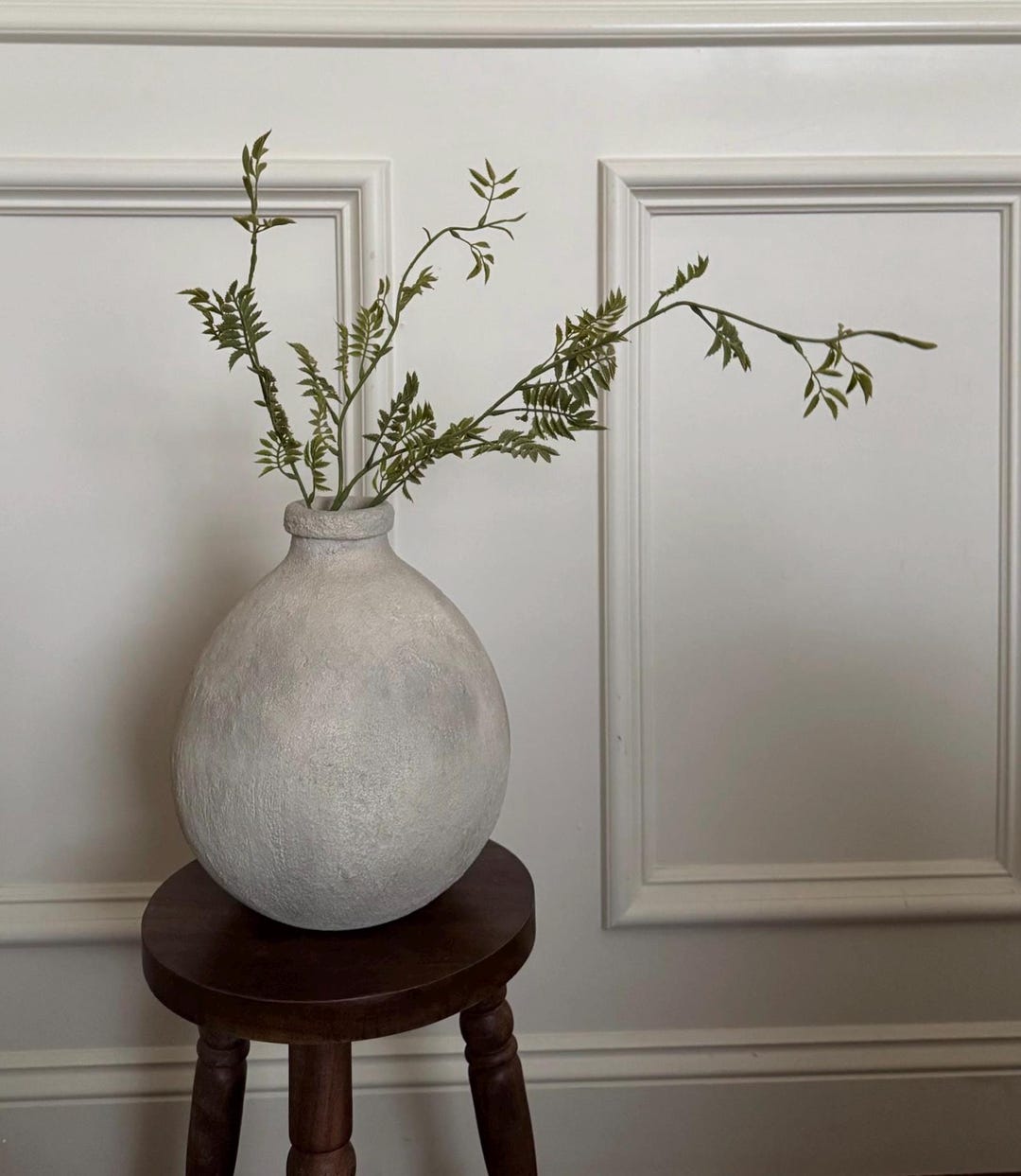 Textured Stone Pottery Vase | Neutral Earthenware Vessel - Etsy