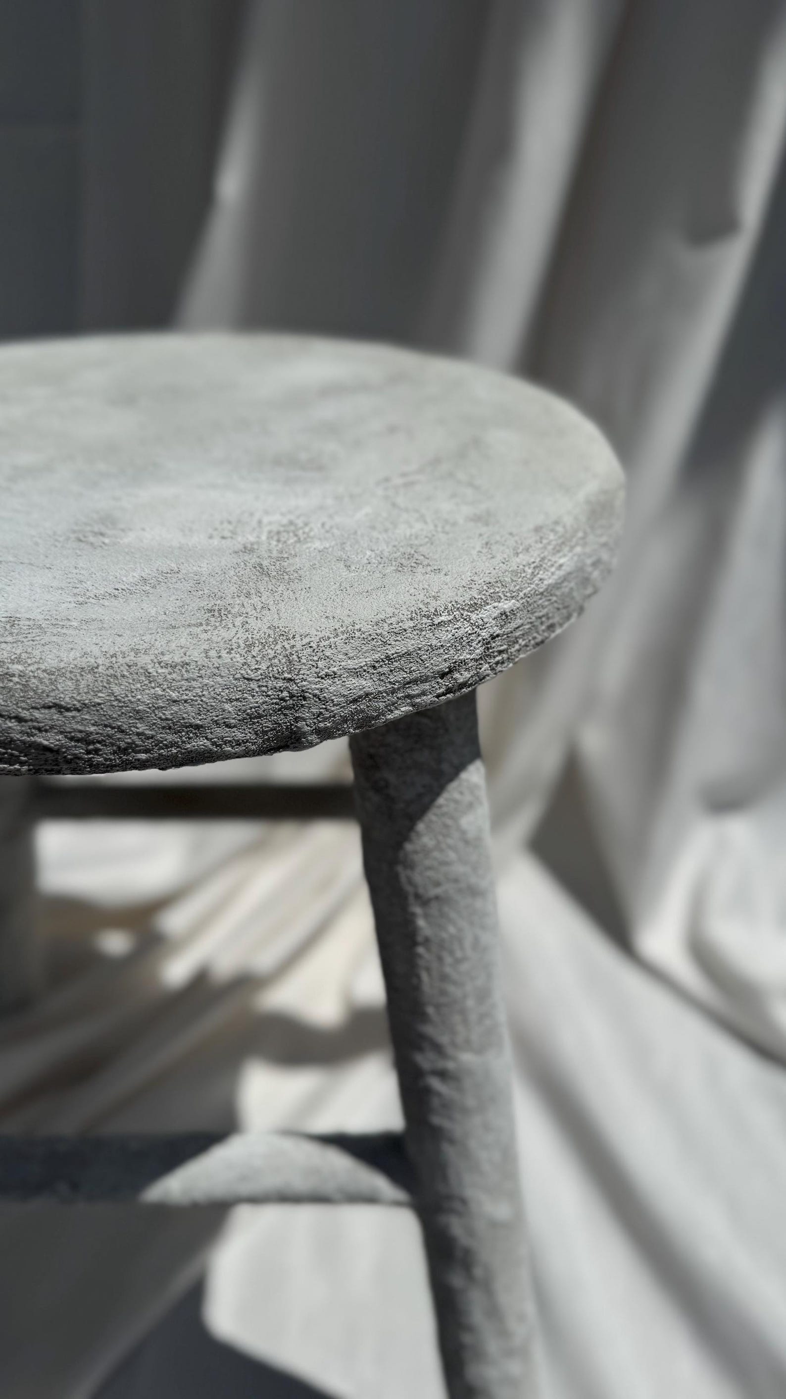 Stone Plaster Crafted Texture Tan White Stool/side Table/ Plant Stand ...